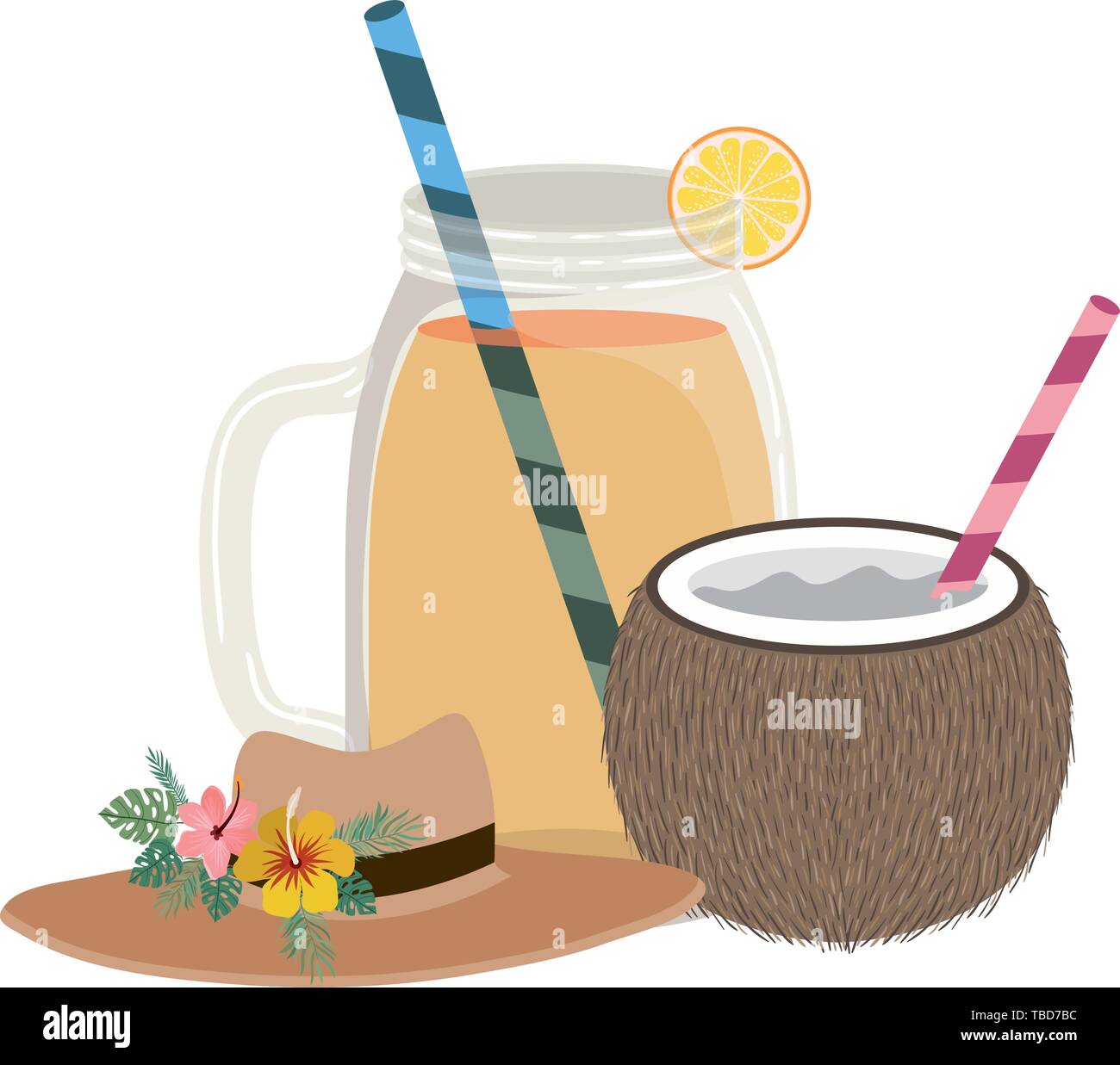 coconut water for summer heat on white background Stock Vector Image ...