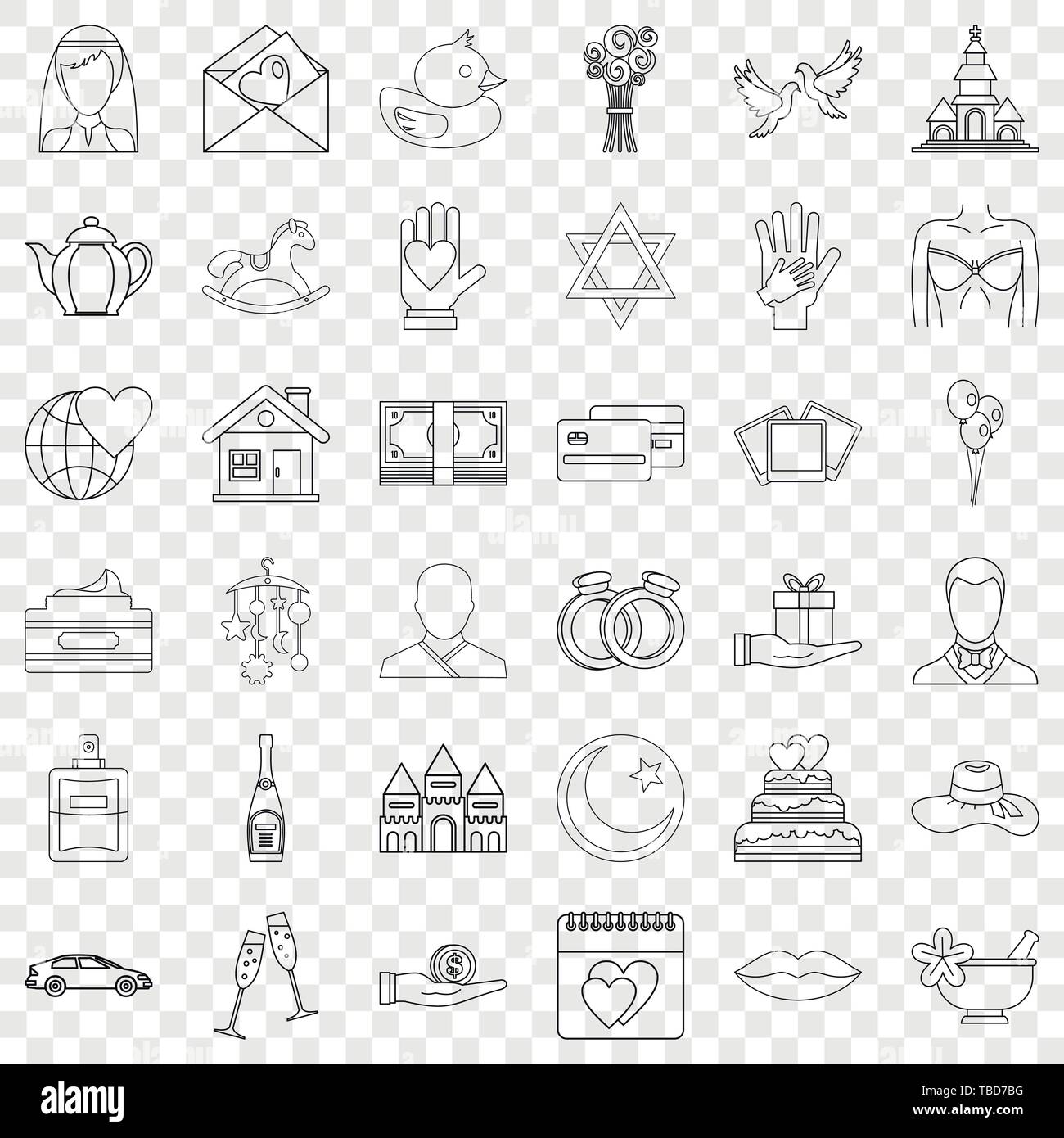 Bridegroom icons set, outline style Stock Vector Image & Art - Alamy