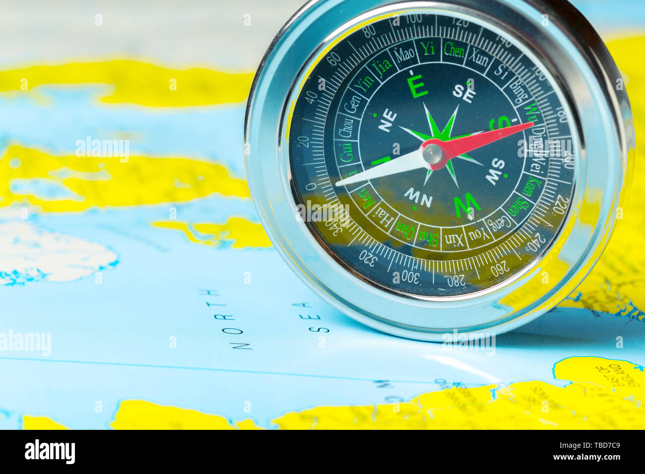compass on map background travel Stock Photo - Alamy