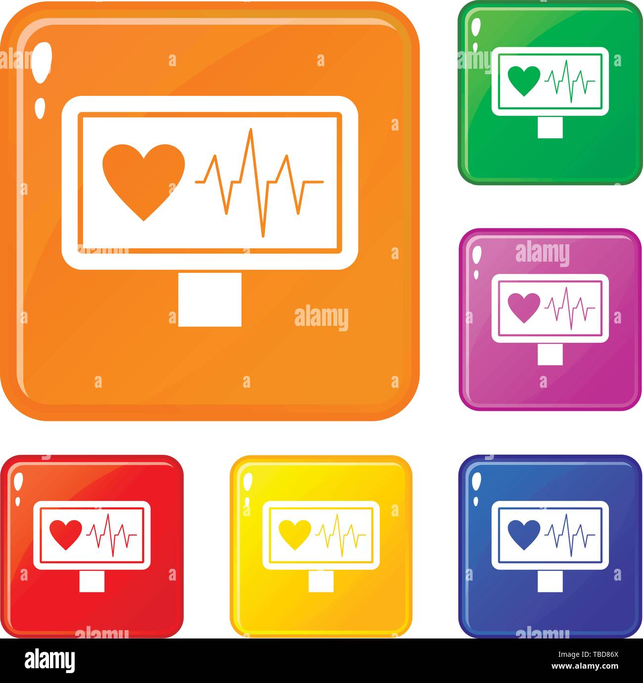 Heartbeat icons set vector color Stock Vector Image & Art - Alamy