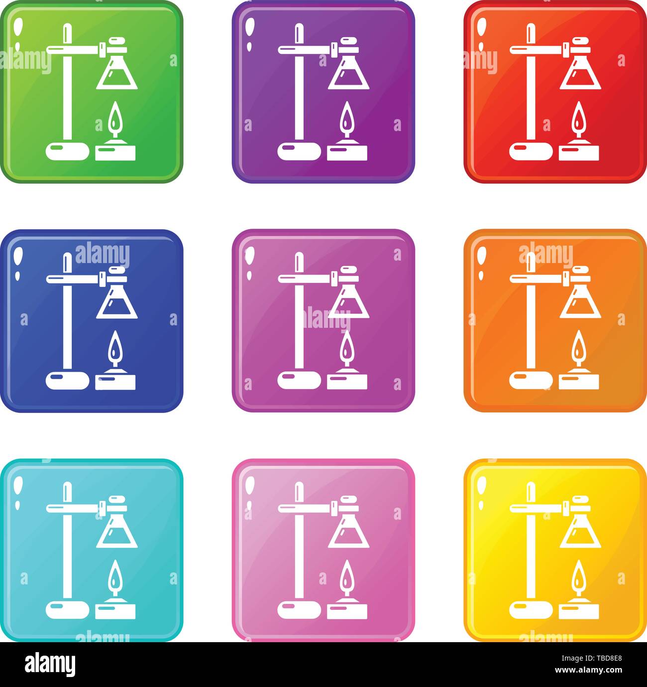 Chemical process icons set 9 color collection Stock Vector Image & Art ...