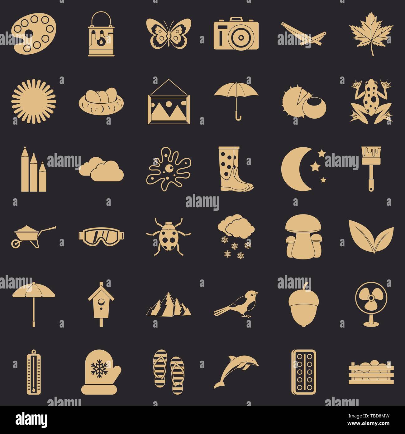 Landscape icons set, simple style Stock Vector Image & Art - Alamy