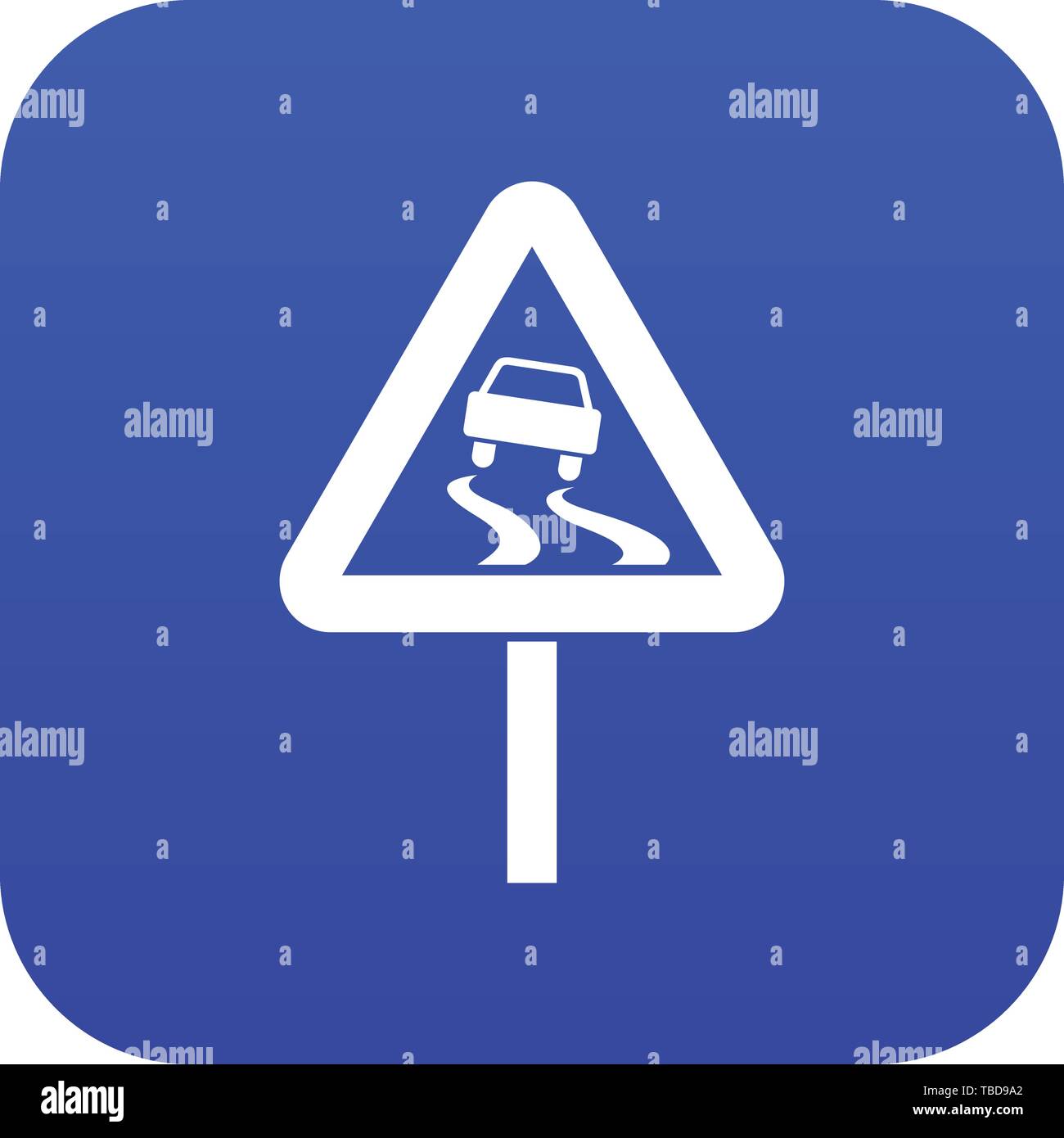 Slippery when wet road sign icon digital blue Stock Vector Image & Art ...