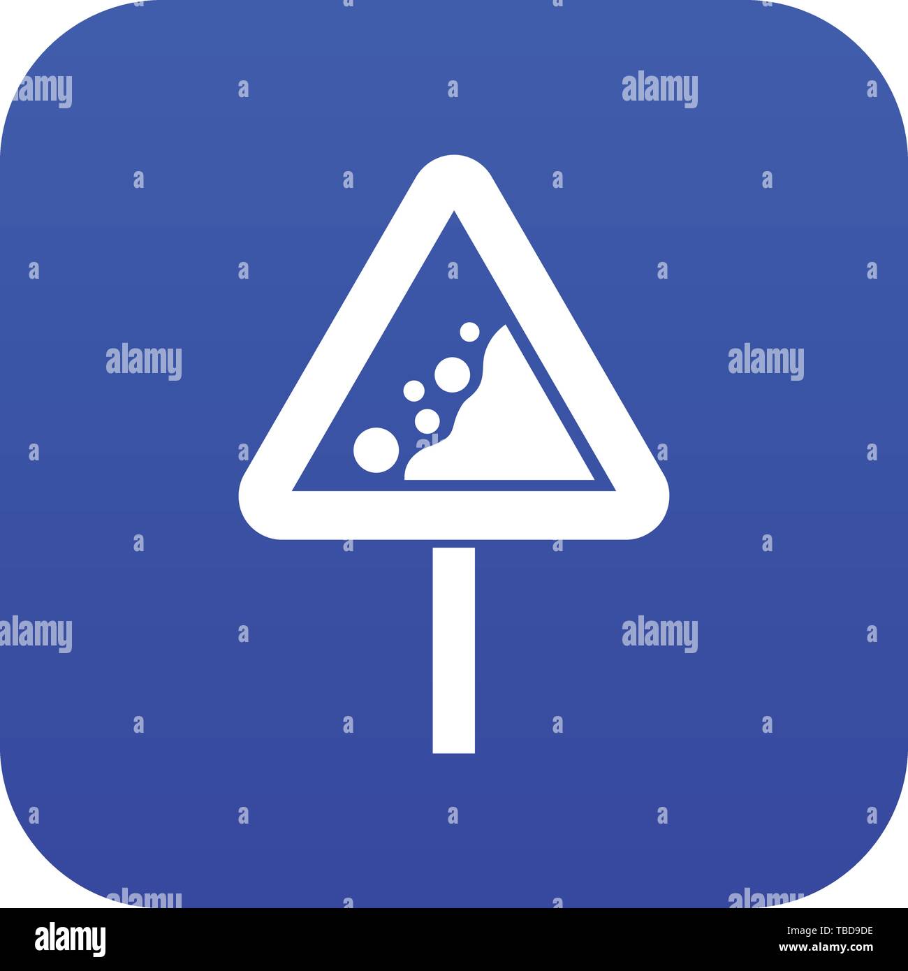 Falling rocks warning traffic sign icon digital blue Stock Vector Image ...