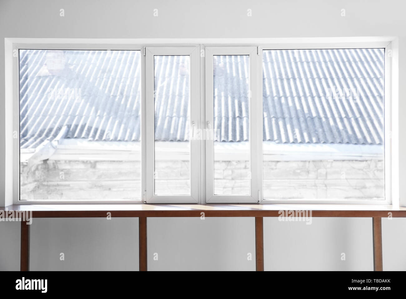 Big modern metal-plastic window in flat Stock Photo - Alamy