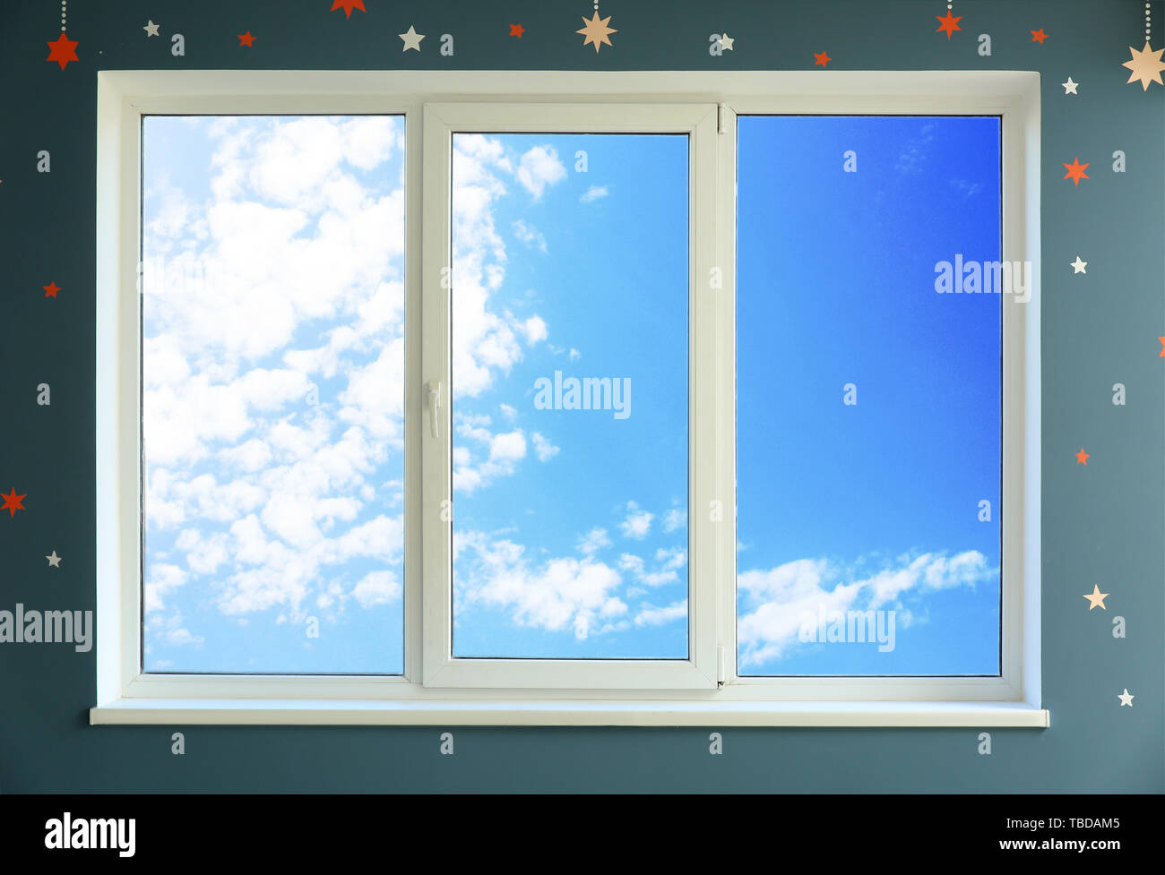 Big modern metal-plastic window in flat Stock Photo - Alamy