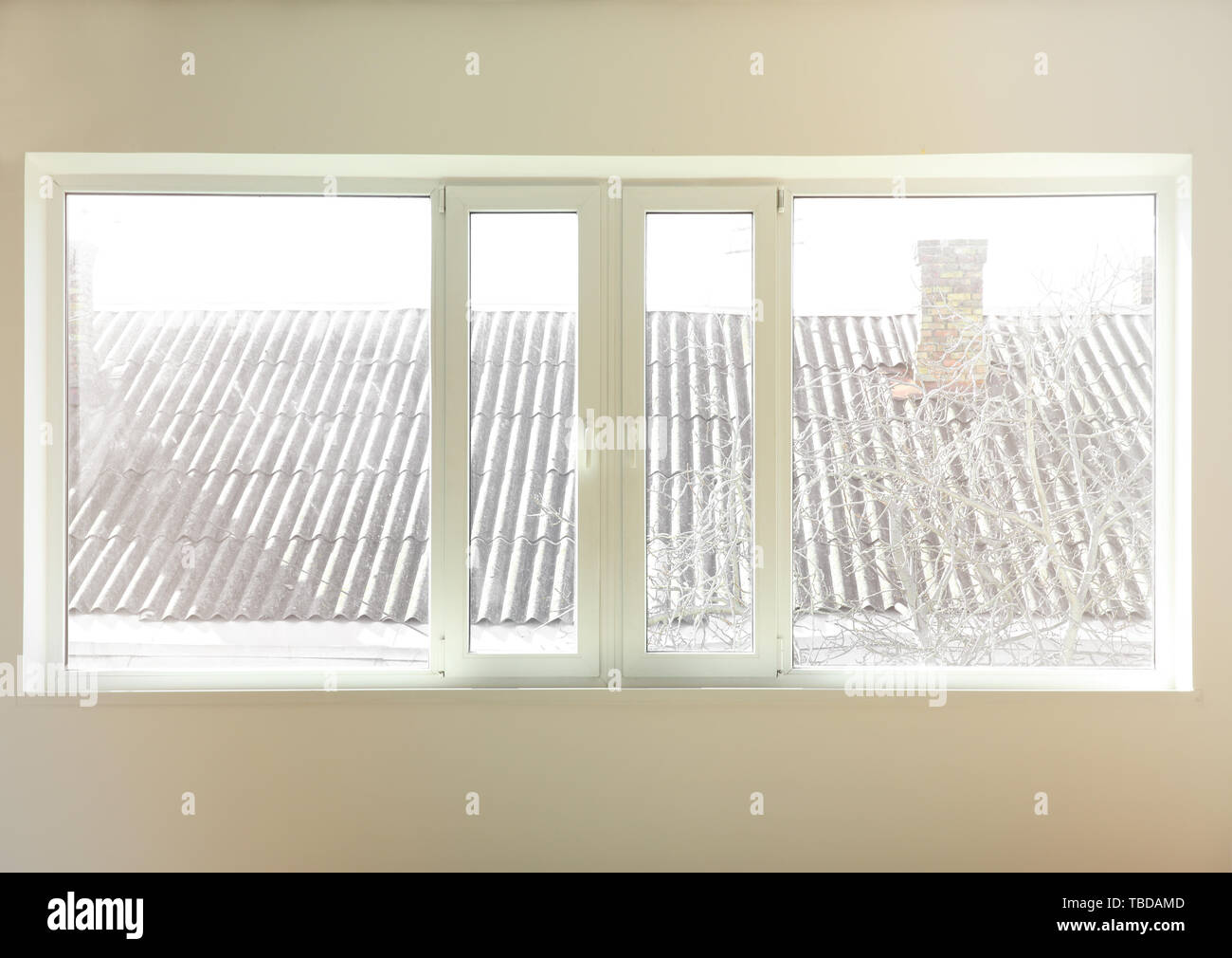 Big modern metal-plastic window in flat Stock Photo - Alamy