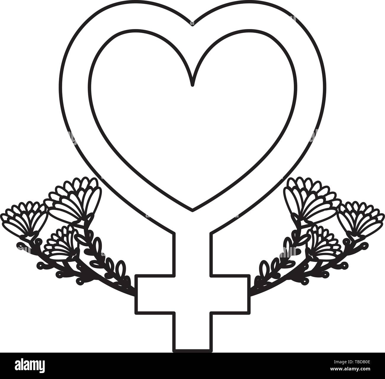 gender female symbol with flowers decoration vector illustration design ...