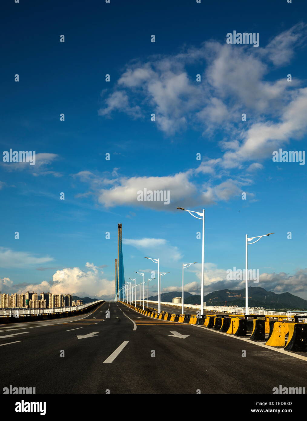 Cable-stayed cable bridge, road, traffic, car background Stock Photo ...