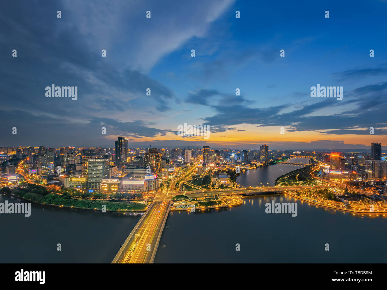 Night view of Sanjiang Stock Photo - Alamy
