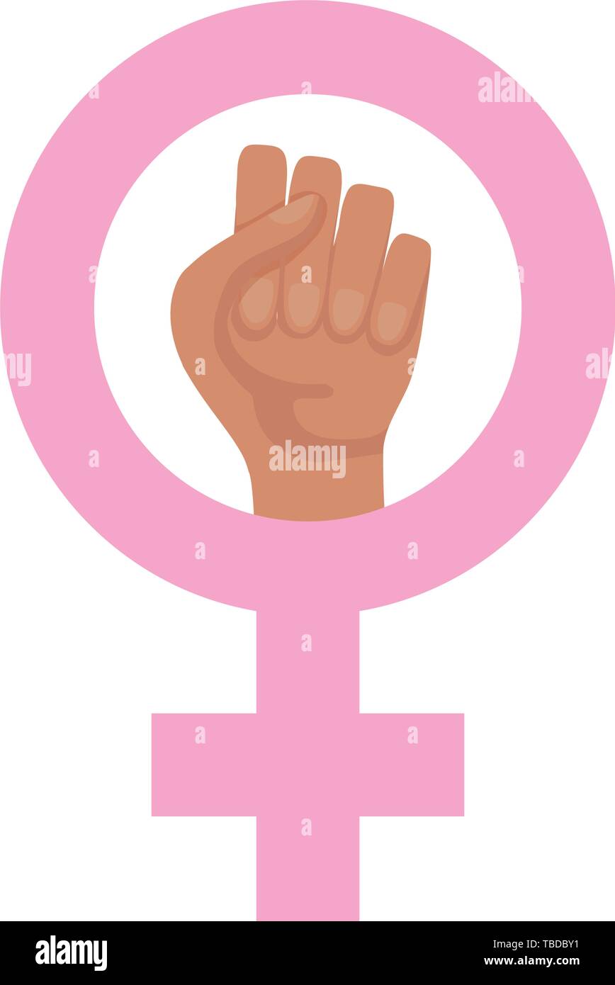gender female symbol with hand fist vector illustration design Stock ...