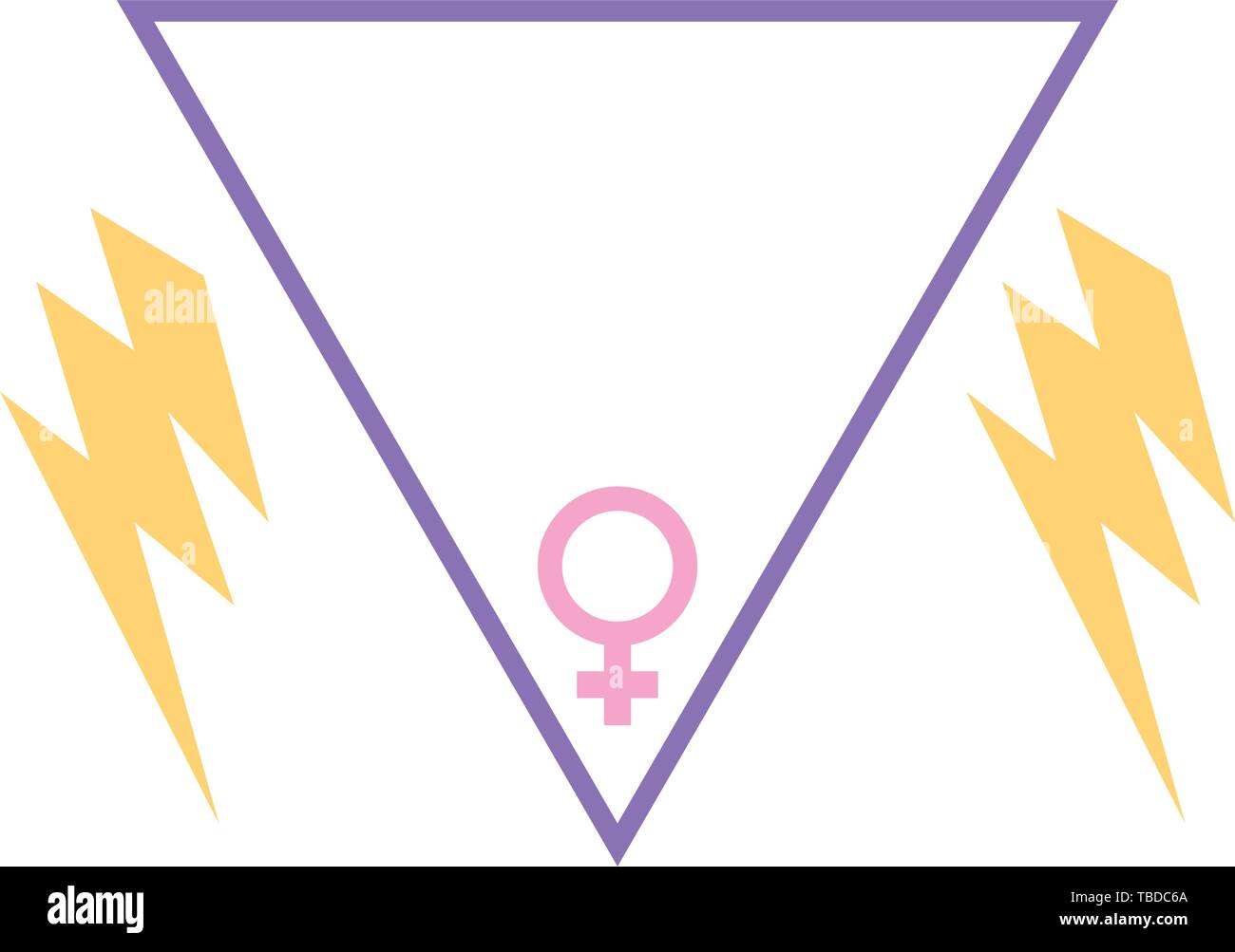 gender female symbol in triangle with thunderbolts vector illustration ...