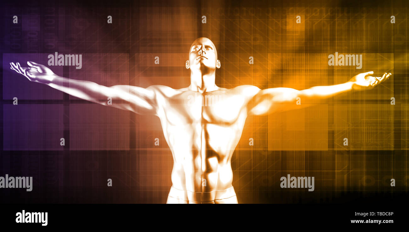 Man Embracing Technology and Being Empowered by Technologies Stock ...