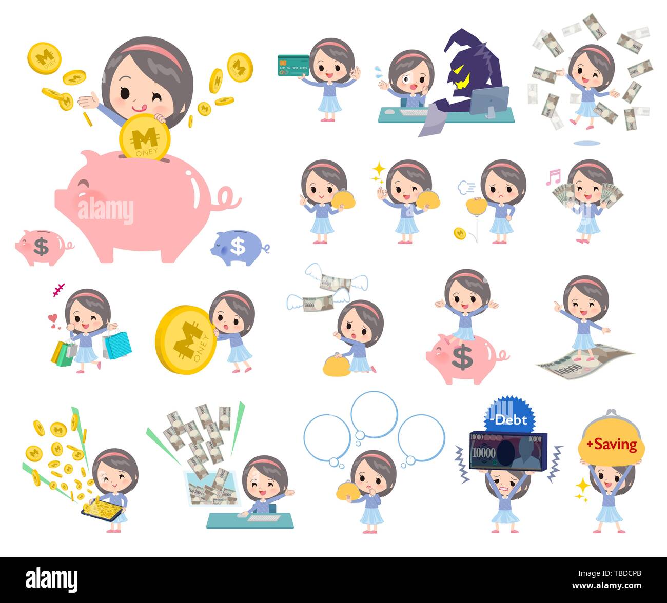 A set of girl with concerning money and economy.There are also actions ...