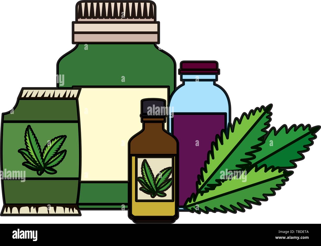 Vector cannabis leaves set hi-res stock photography and images - Alamy