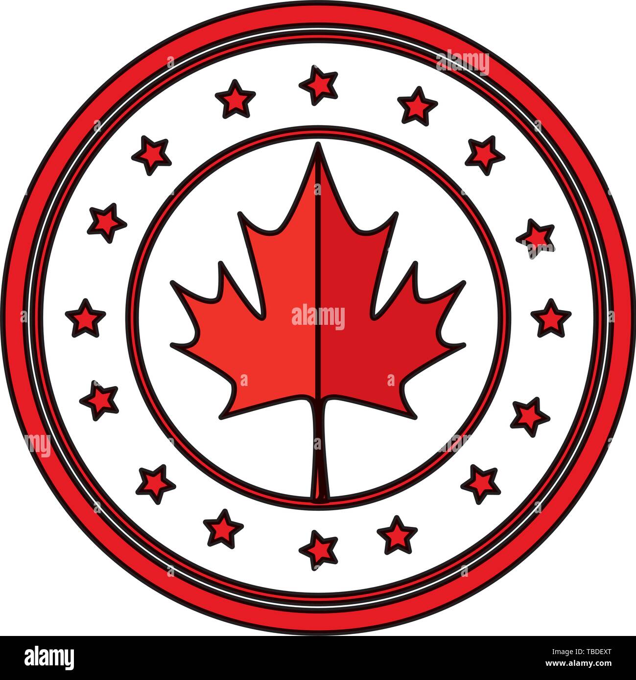 maple leaf and stars circular canadian emblem Stock Vector Image & Art ...