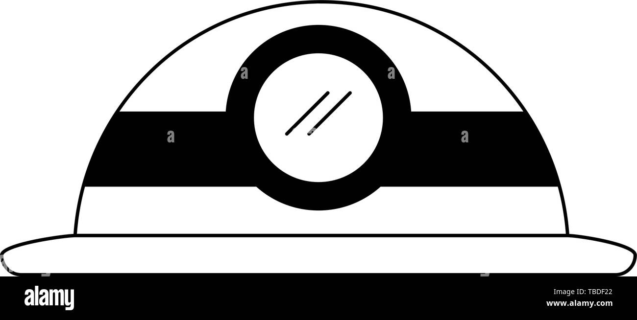 Worker helmet with light in black and white Stock Vector Image & Art ...