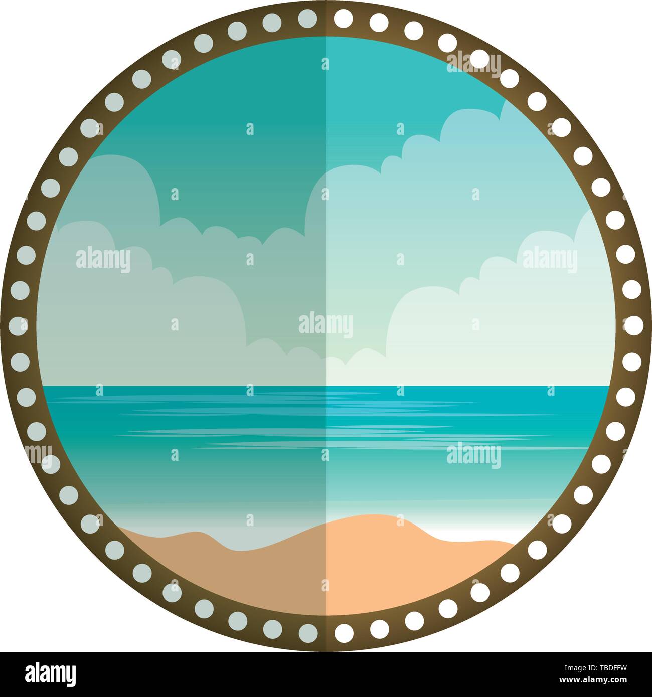 circular frame with summer beach seascape Stock Vector Image & Art - Alamy