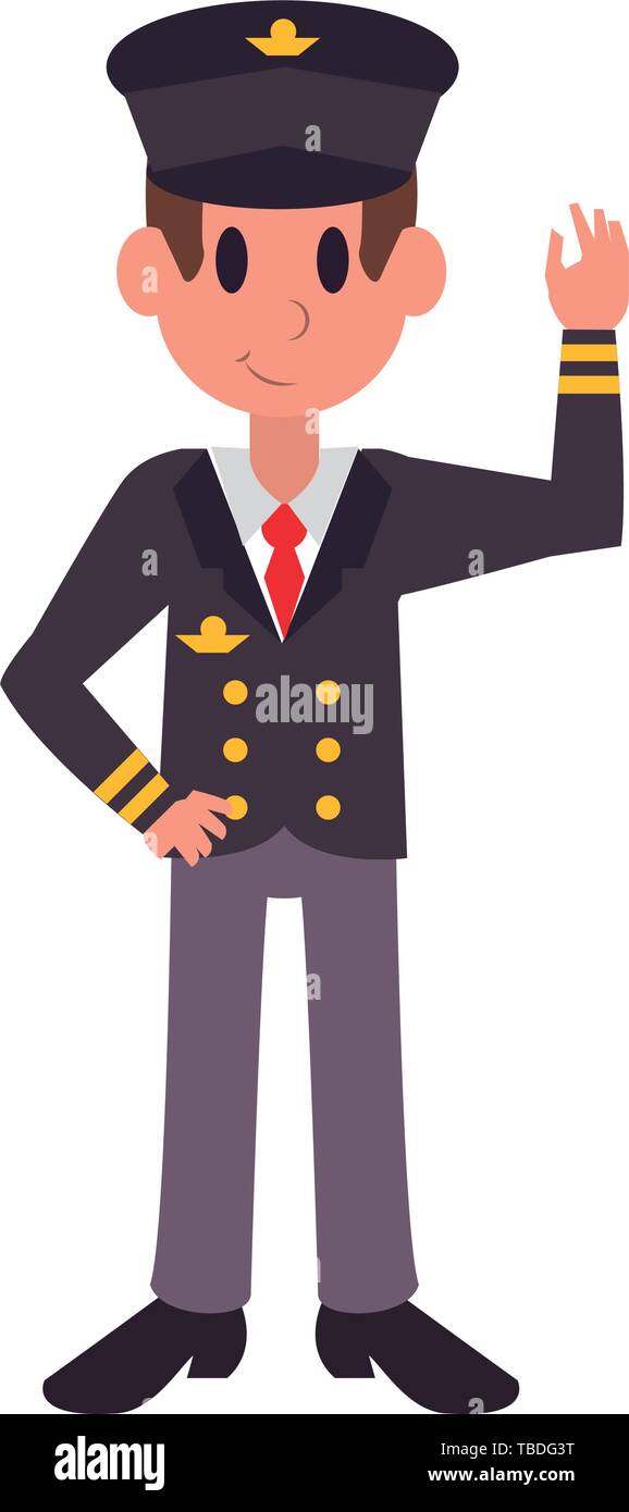 Commercial pilot professional character cartoon Stock Vector Image ...