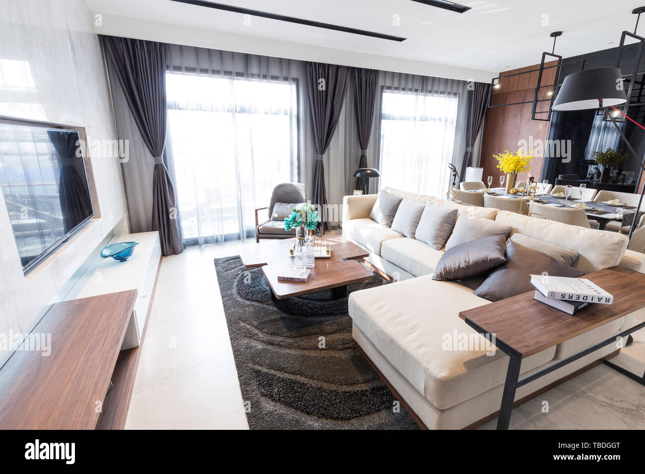 Design of interior design space of model room in modern living room ...