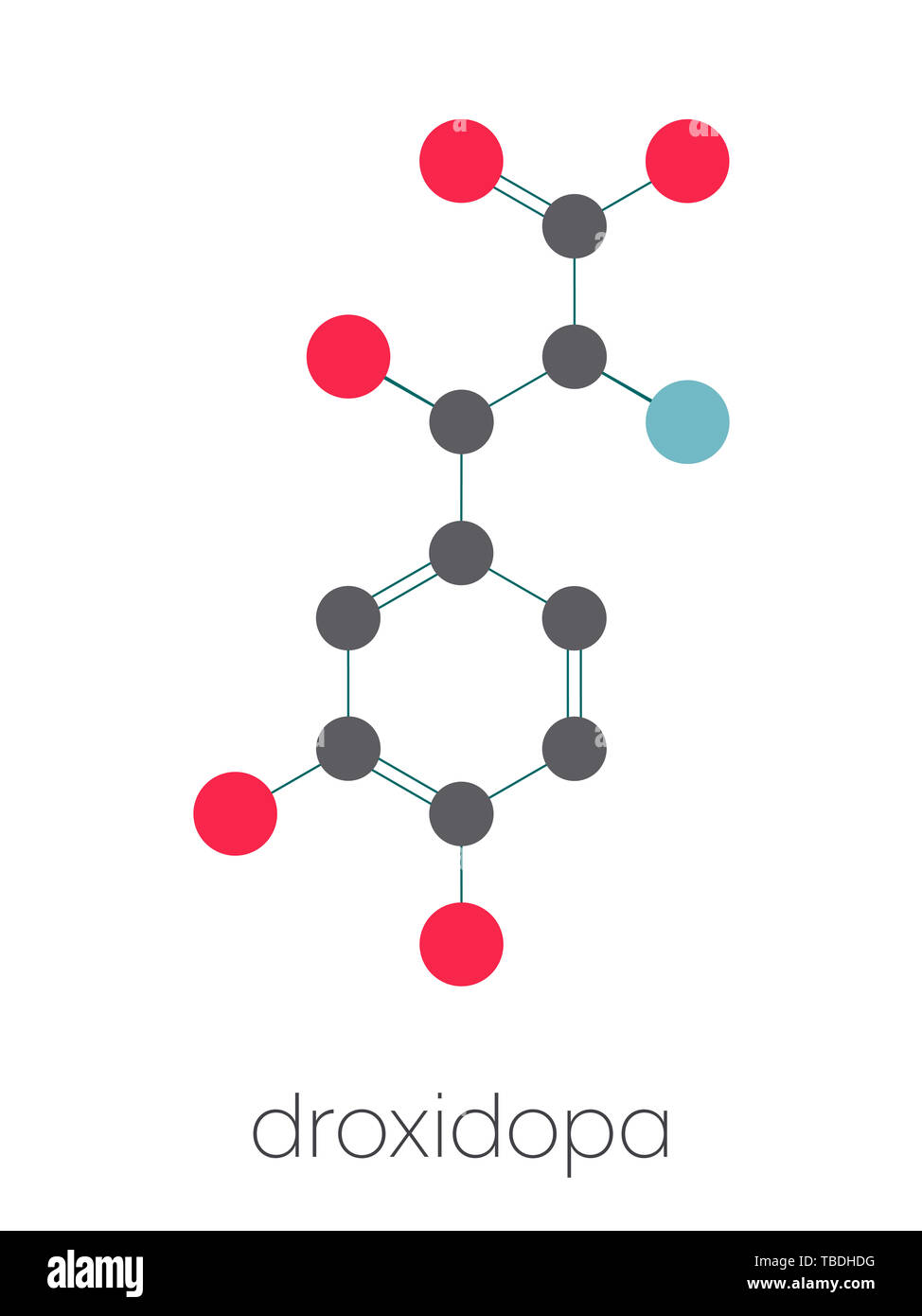 Droxidopa (L-DOPS) hypotension (low blood pressure) drug molecule ...