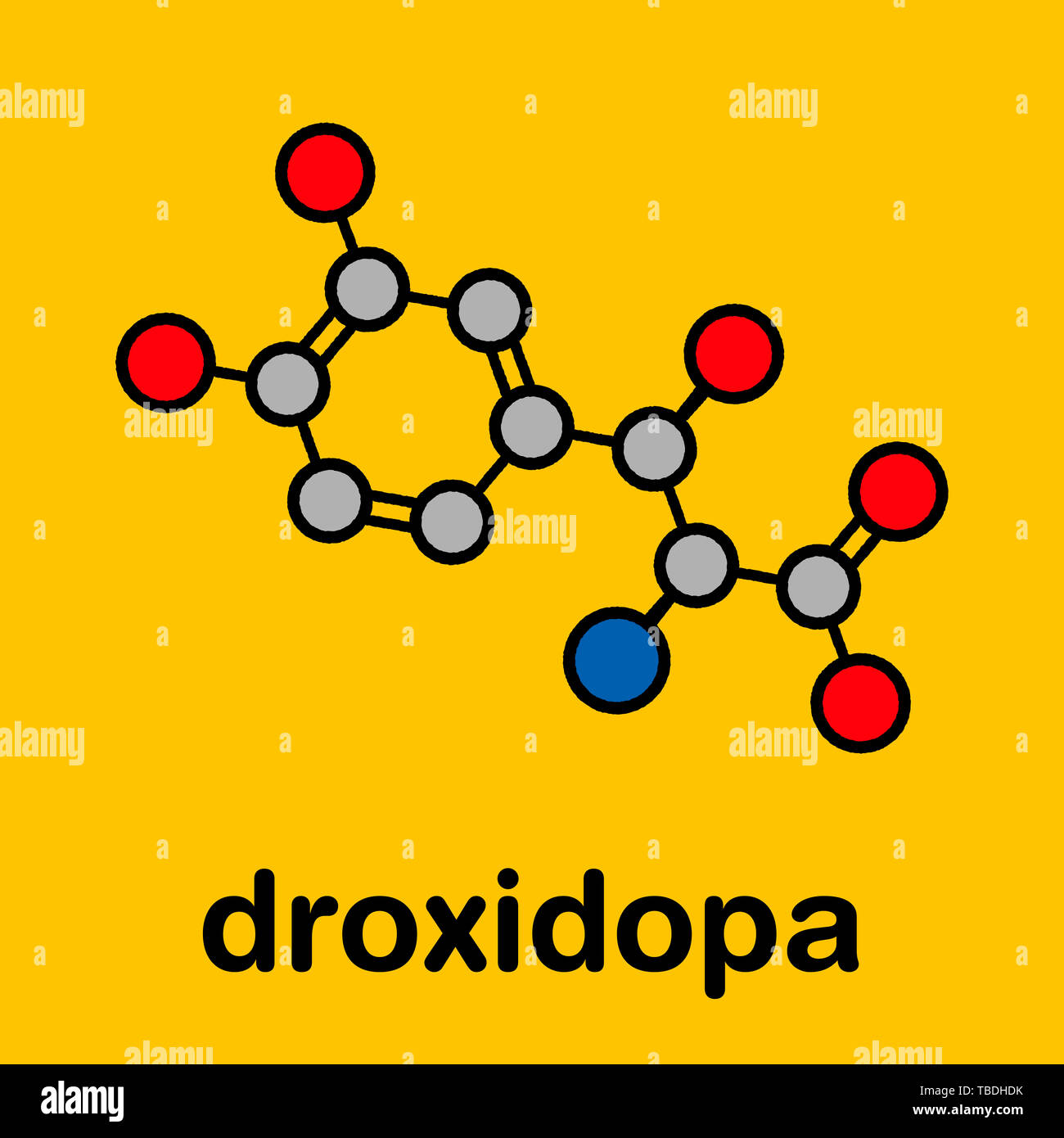 Droxidopa (L-DOPS) hypotension (low blood pressure) drug molecule ...