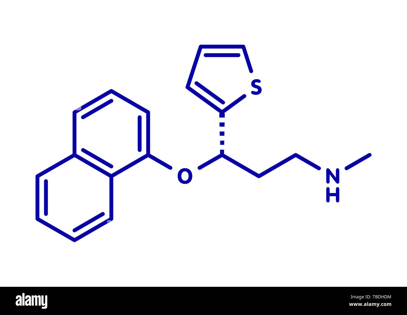 Duloxetine antidepressant drug (SNRI class) molecule. Also used in ...