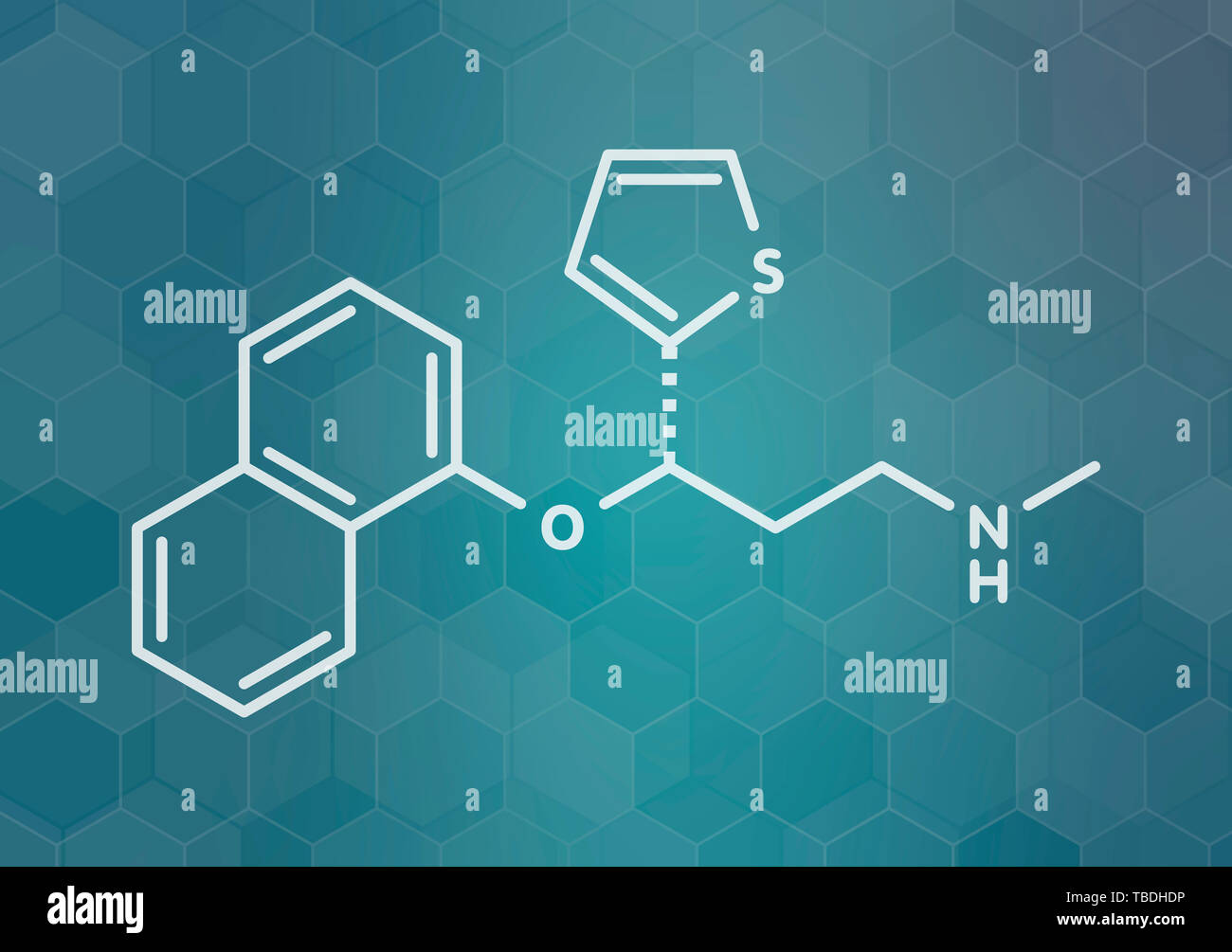 Duloxetine antidepressant drug (SNRI class) molecule. Also used in ...