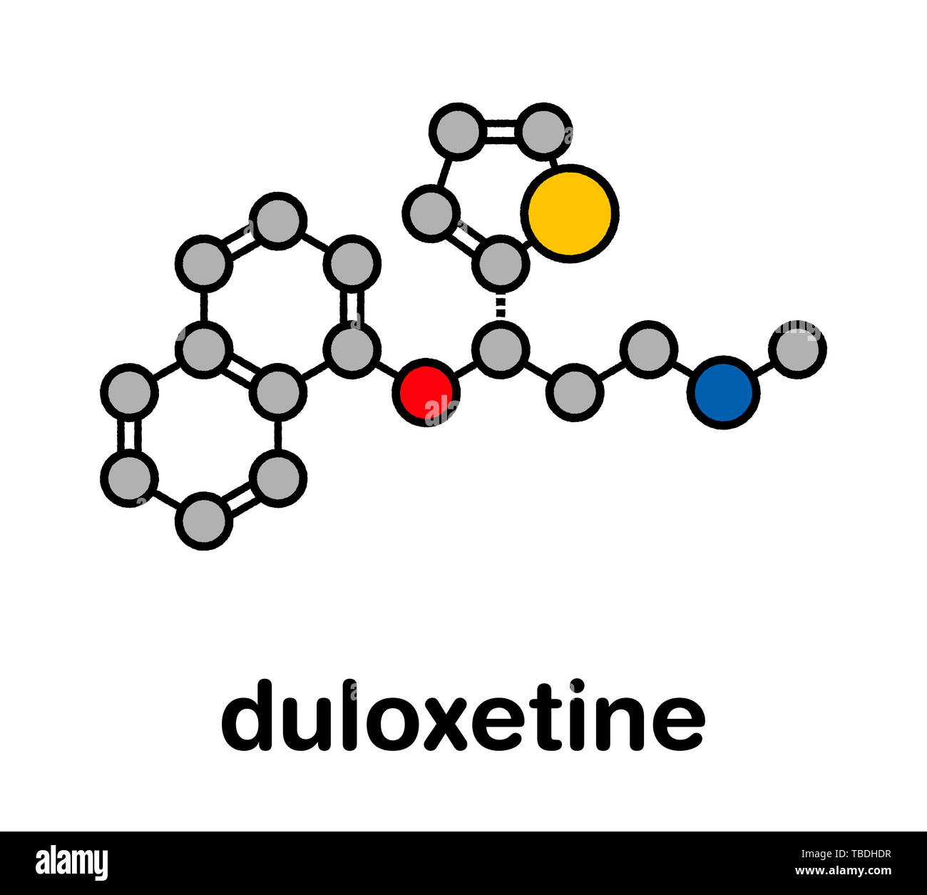 Duloxetine antidepressant drug (SNRI class) molecule. Also used in ...