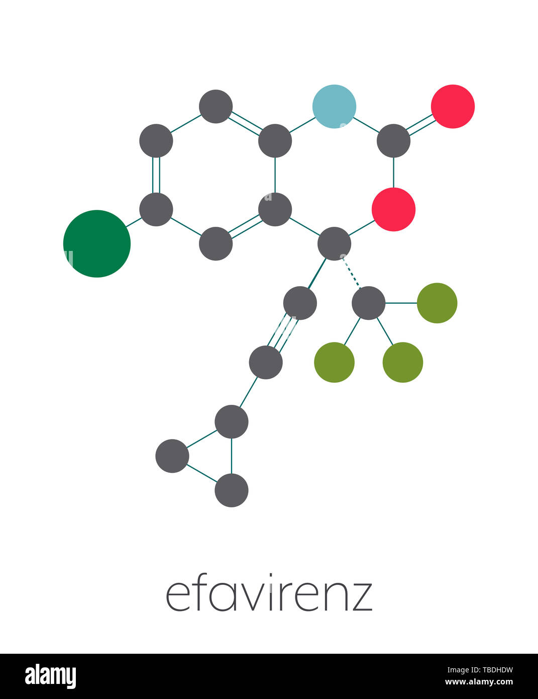 Efavirenz HIV drug molecule. Stylized skeletal formula (chemical ...