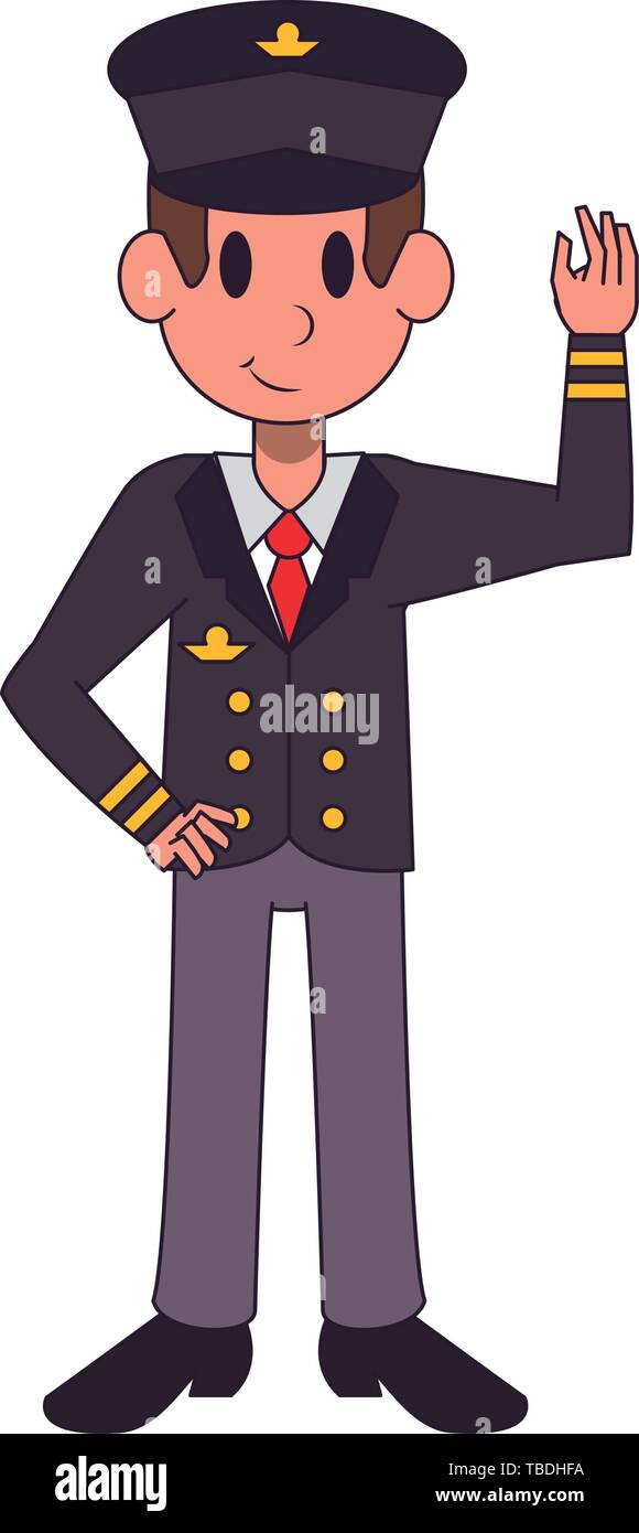 Commercial pilot professional character cartoon Stock Vector Image ...