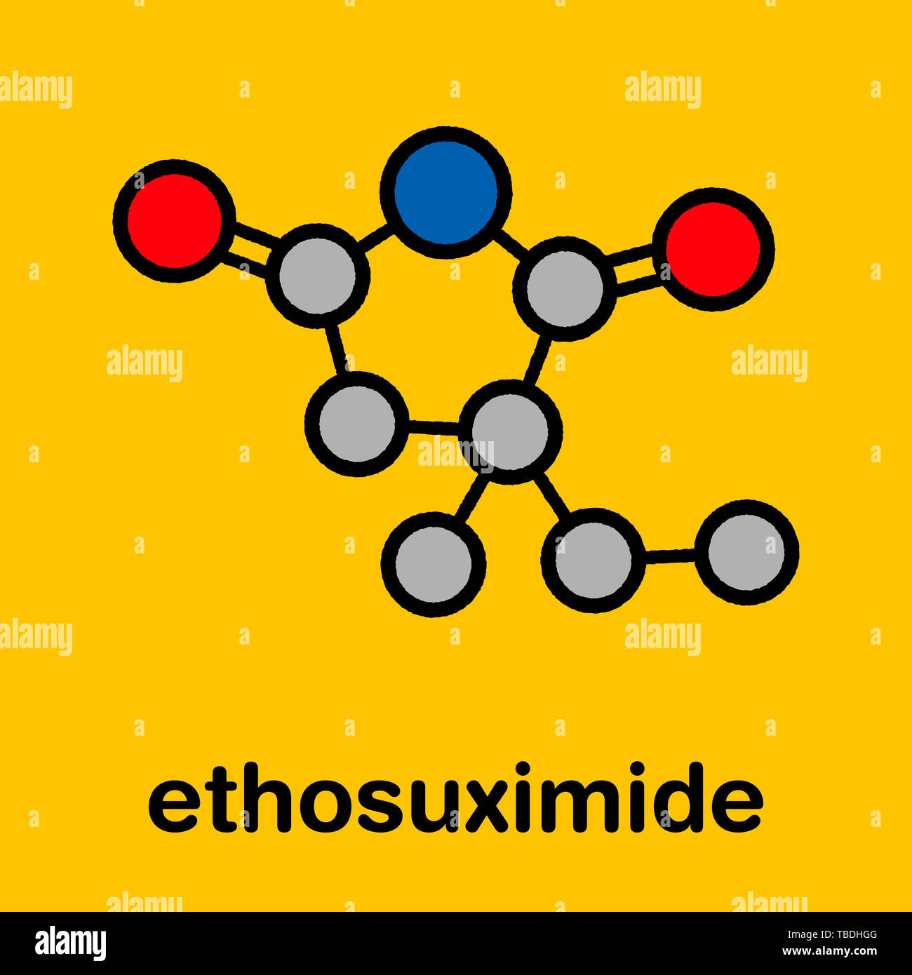 Ethosuximide anticonvulsant drug molecule. Used in treatment of absence ...