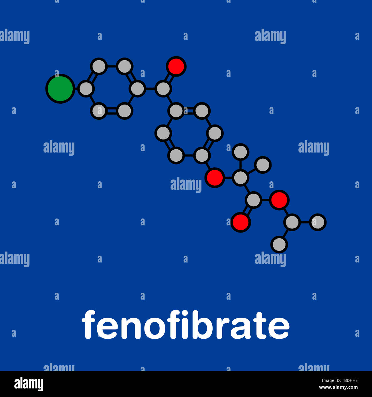 Fenofibrate cholesterol lowering drug (fibrate class) molecule ...