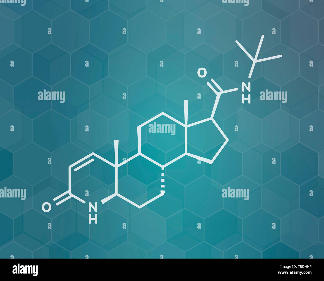 Finasteride male pattern baldness drug molecule. Also used in benign ...