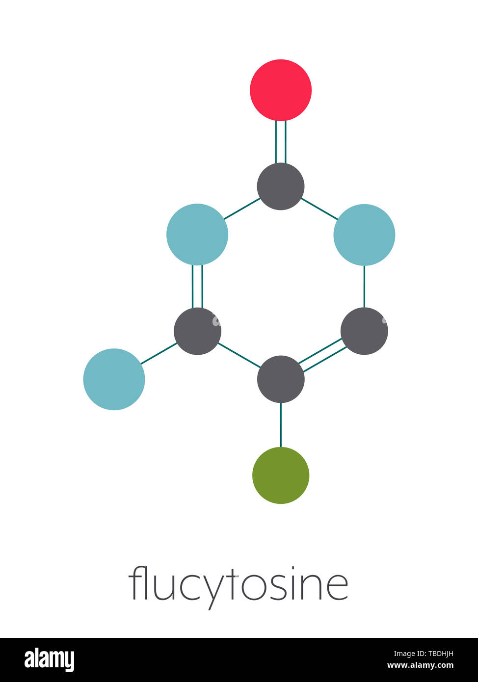 Flucytosine (5-fluorocytosine) antimycotic drug molecule. Stylized ...