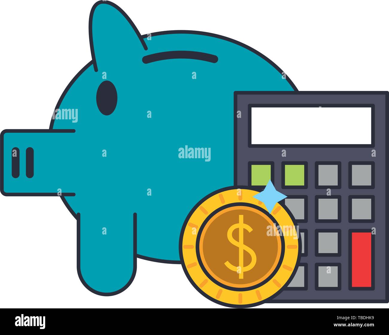 Piggy bank white calculator Stock Vector Images - Alamy