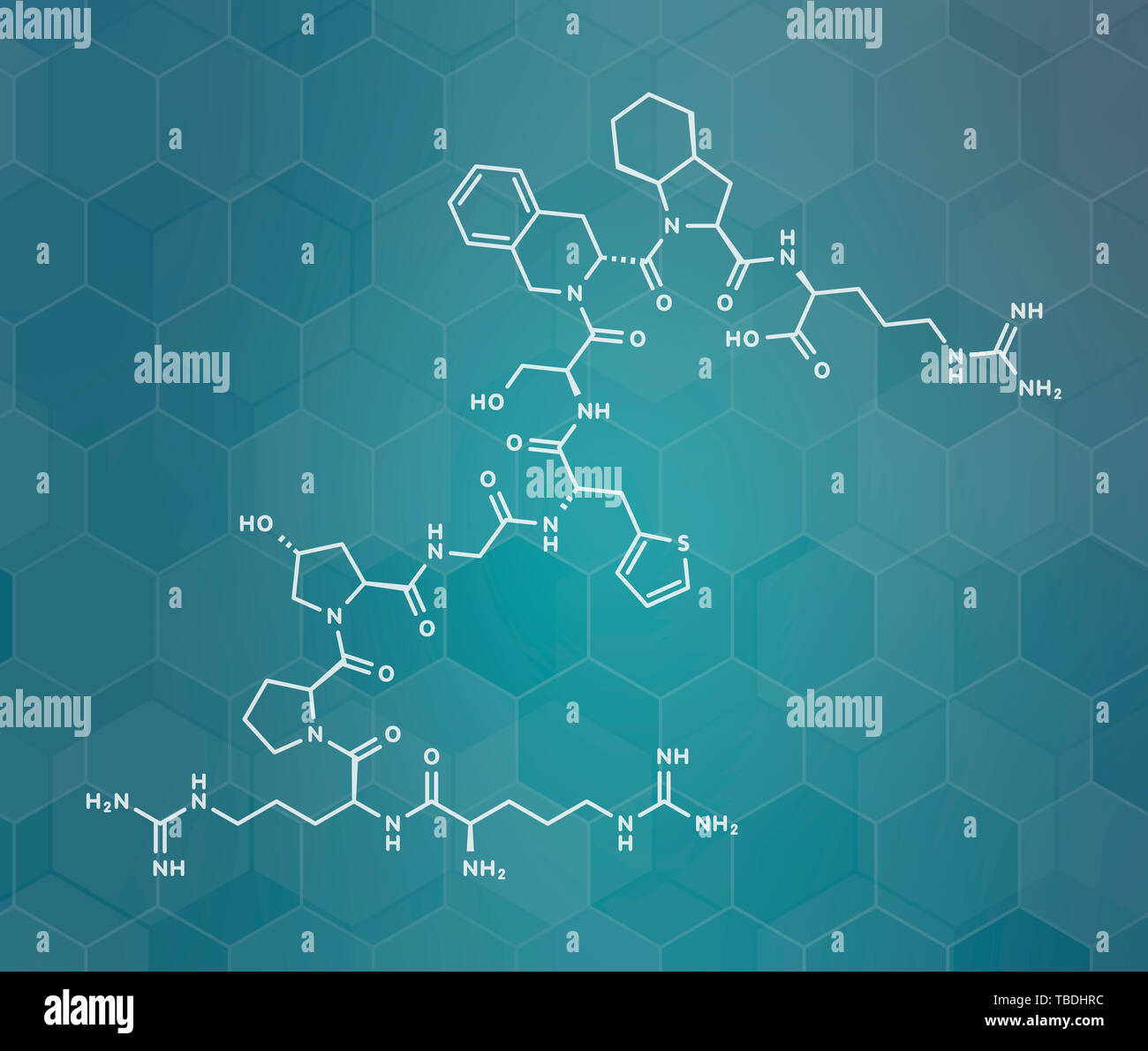 Icatibant hereditary angioedema drug molecule (orphan drug). White ...