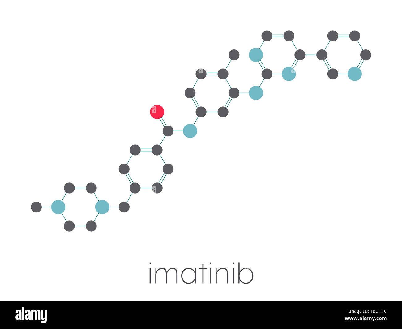 Imatinib cancer drug molecule. Tyrosine-kinase inhibitor. Stylized ...