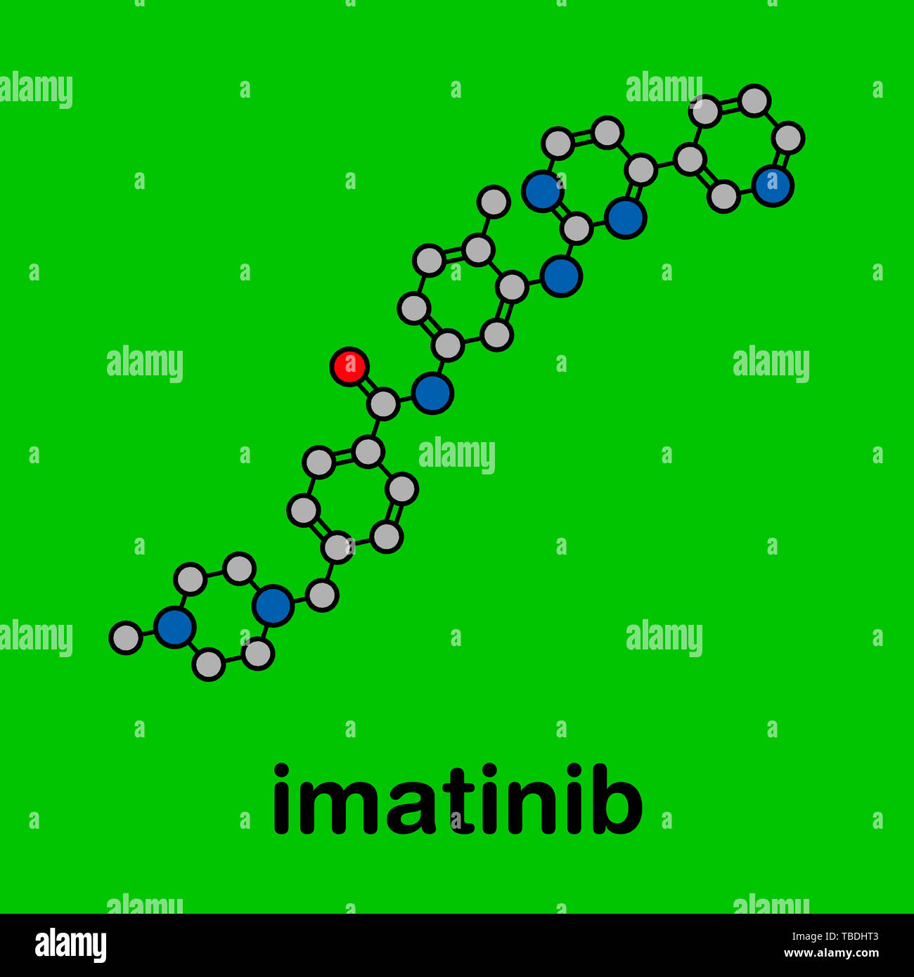 Imatinib cancer drug molecule. Tyrosine-kinase inhibitor. Stylized ...
