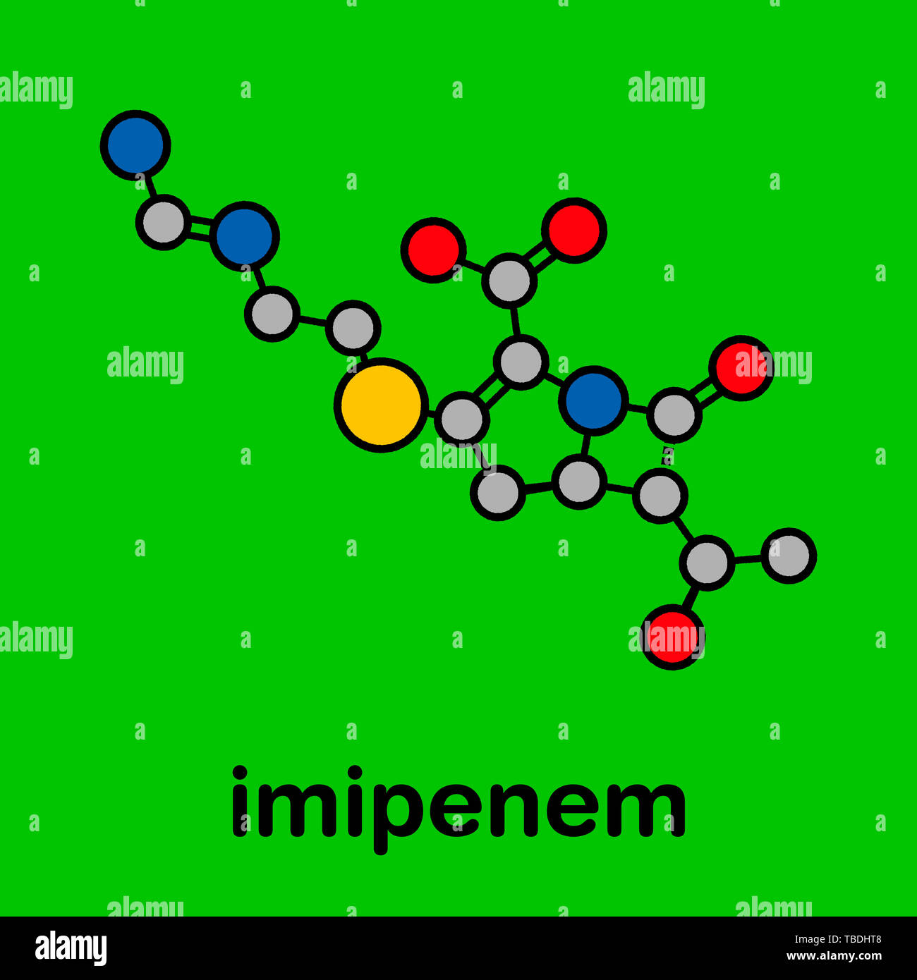 Imipenem antibiotic drug molecule. Belongs to carbapenem class ...