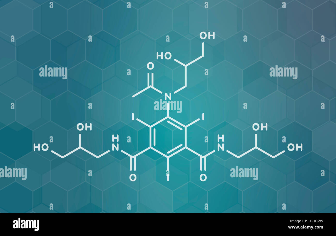 Iohexol contrast agent molecule. Used in coronary angiography ...