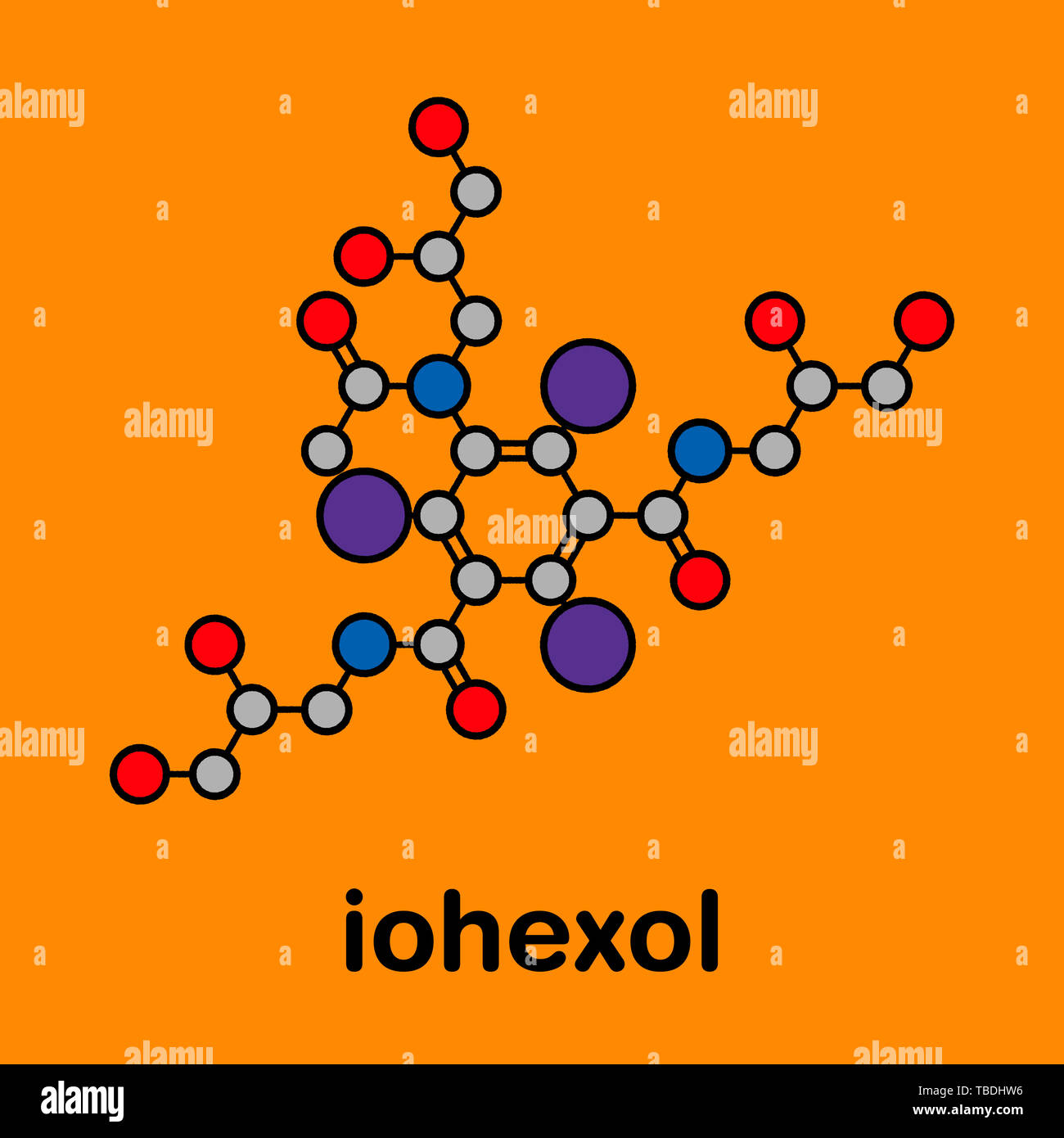 Iohexol contrast agent molecule. Used in coronary angiography ...