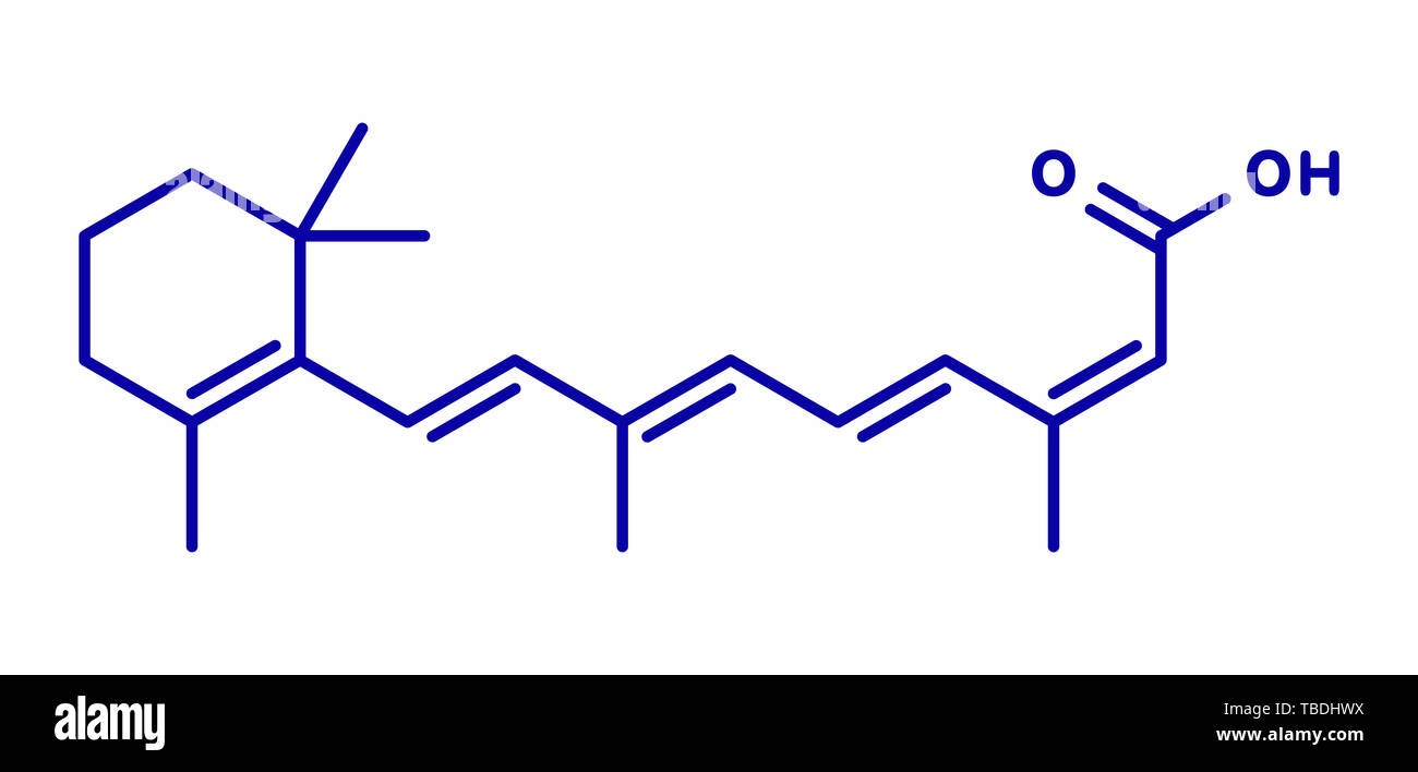 Isotretinoin acne treatment drug molecule. Known to be a teratogen ...