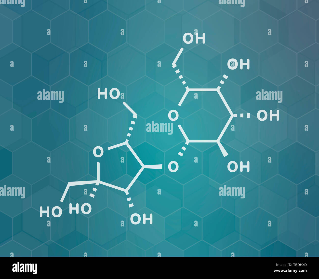 Lactulose chronic constipation drug (laxative) molecule. White skeletal ...