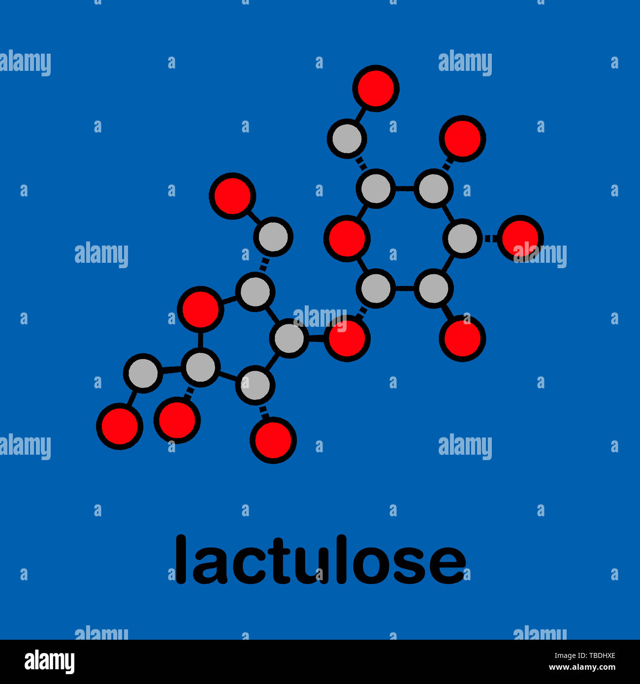 Lactulose chronic constipation drug (laxative) molecule. Stylized ...