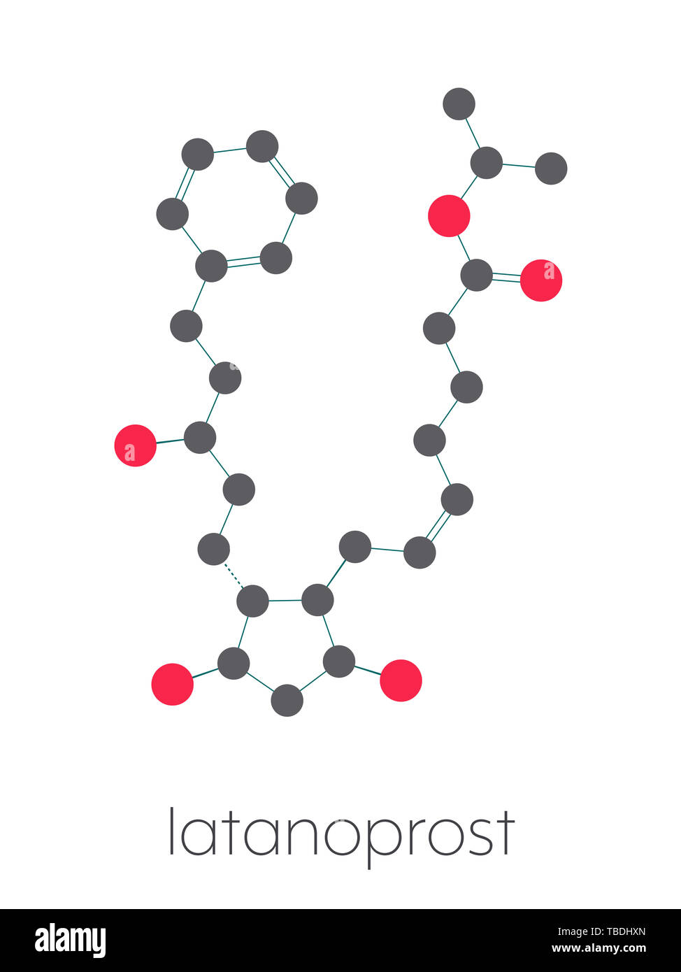 Latanoprost glaucoma drug molecule. Stylized skeletal formula (chemical ...
