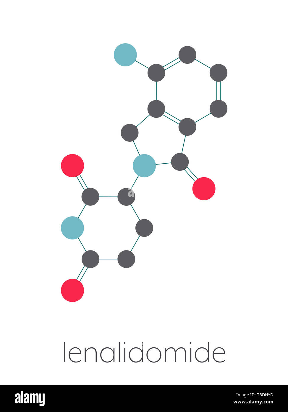 Lenalidomide multiple myeloma drug molecule. Stylized skeletal formula ...