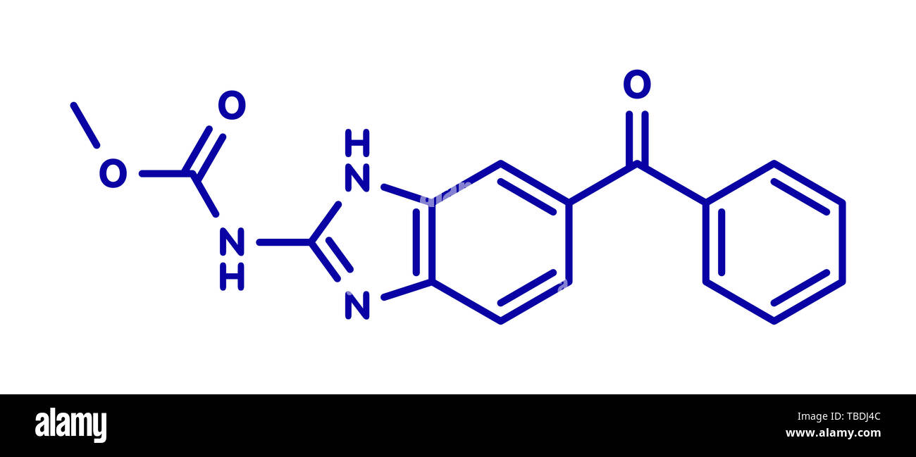 Mebendazole anthelmintic drug molecule. Used to treat worm infestations ...