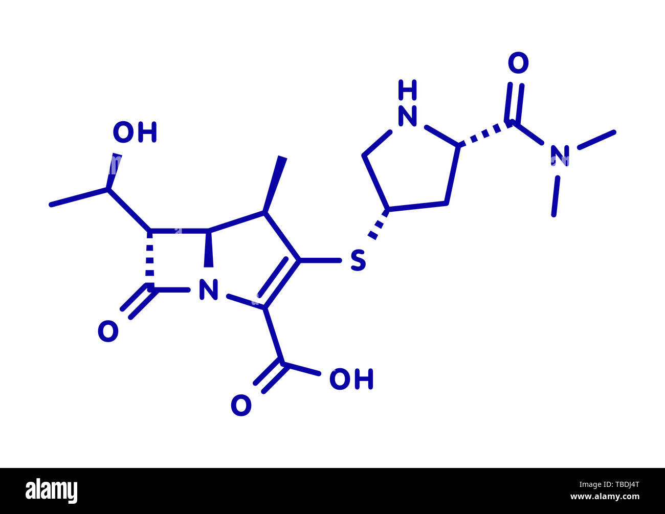 Meropenem broad-spectrum antibiotic drug molecule (carbapenem class ...