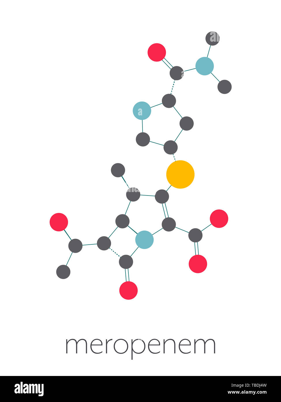 Meropenem broad-spectrum antibiotic drug molecule (carbapenem class ...